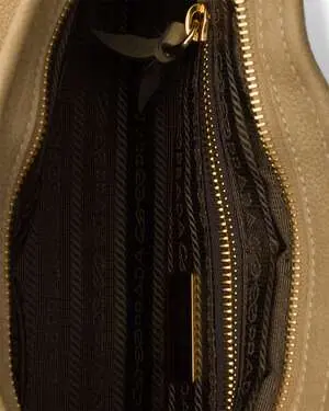 Prada Bonnie Medium Nubuck Leather Handbag - Neutral