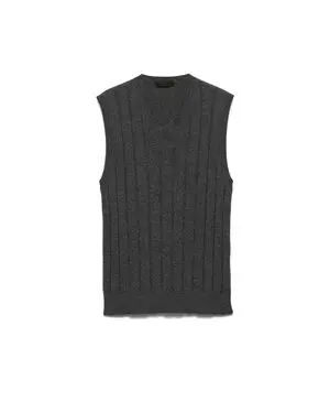 Prada Cashmere V-neck Vest - Grey