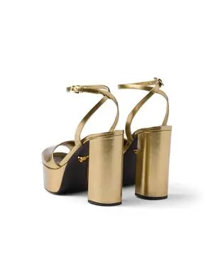 Prada Metallic Leather Platform Sandals