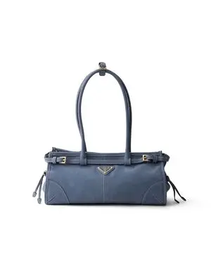 Prada Bonnie Medium Nubuck Leather Handbag - Blue