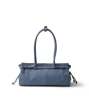 Prada Bonnie Medium Nubuck Leather Handbag - Blue