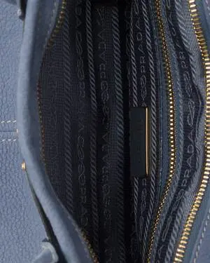 Prada Bonnie Medium Nubuck Leather Handbag - Blue