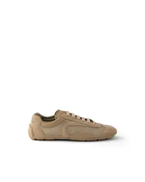 Prada Suede And Mesh Sneakers - Neutral