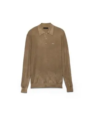 Prada Wool And Silk Polo Sweater - Grey