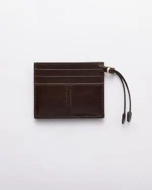 Prada Leather Card Holder - Brown