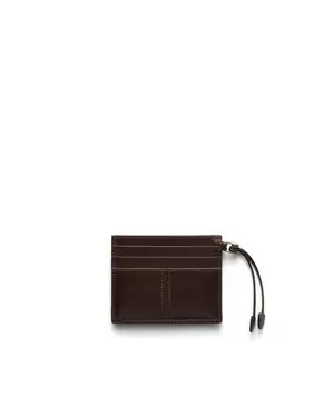 Prada Leather Card Holder - Brown