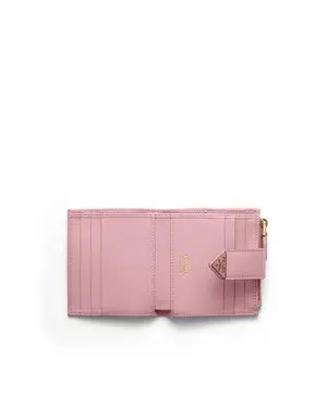 Prada Small Saffiano And Smooth Leather Wallet - Pink