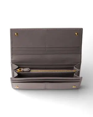 Prada Large Leather Wallet - Grey