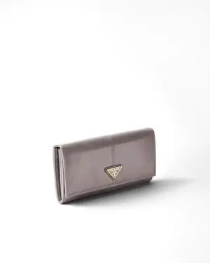 Prada Large Leather Wallet - Grey