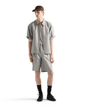 Prada Short-sleeved Nappa Leather Shirt - Grey