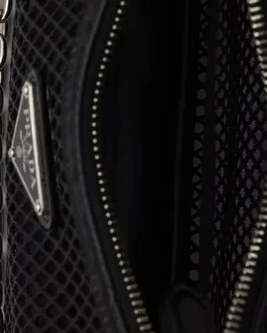 Prada Re-edition 2005 Mesh And Brushed Leather Bag - Black