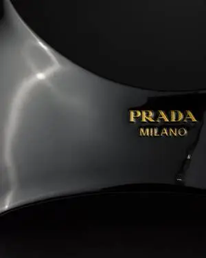 Prada Patent Leather Kitten Heel Sandals - Black