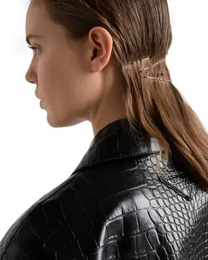 Prada Croco-print Leather Coat