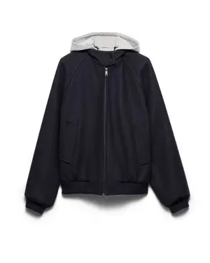 Prada Cloth And Cotton Fleece Jacket - Blue