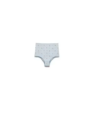 Prada Floral Print Elasticized Cotton Panties - Light Blue