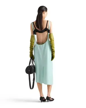 Prada Crepe Skirt With Suspender Straps - Green