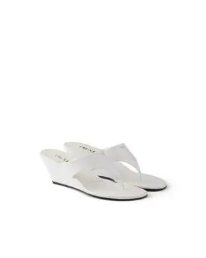 Prada Patent Leather Thong Sandals - White