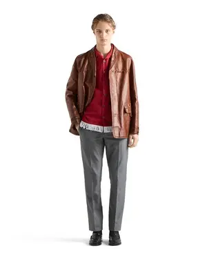 Prada Cotton Blend Fringed Bowling Shirt - Red