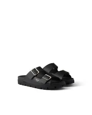 Prada Rubber Strap Sandals - Black