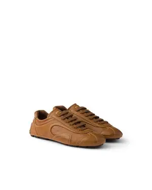 Prada Montecarlo Re-edition 2005 Antiqued Nappa Leather Sneakers - Brown