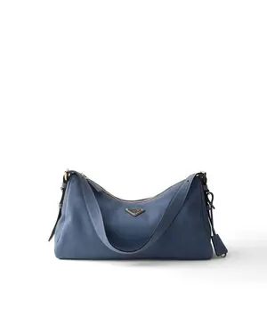 Prada Aimée Large Nubuck Leather Shoulder Bag - Blue