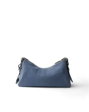 Prada Aimée Large Nubuck Leather Shoulder Bag - Blue