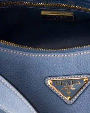 Prada Aimée Large Nubuck Leather Shoulder Bag - Blue