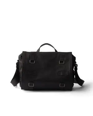 Prada Leather Messenger Bag - Black