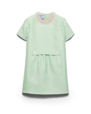 Prada Embroidered Slubbed Gazar Dress
