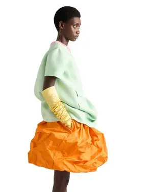 Prada Embroidered Slubbed Gazar Dress