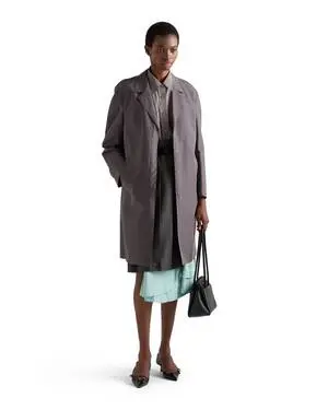 Prada Single-breasted Double Poplin Coat - Grey