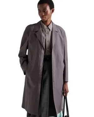 Prada Single-breasted Double Poplin Coat - Grey