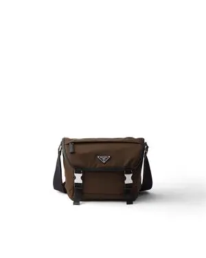 Prada Re-nylon And Saffiano Leather Shoulder Bag - Brown