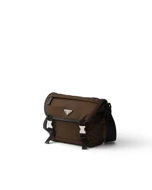 Prada Re-nylon And Saffiano Leather Shoulder Bag - Brown