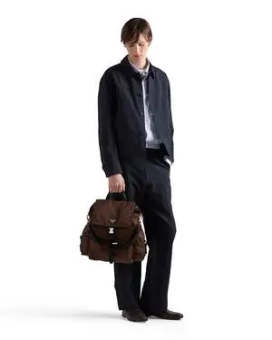 Prada Re-nylon And Leather Backpack - Brown