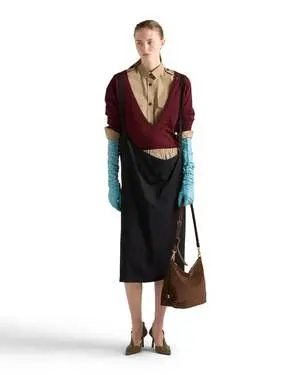Prada Fold Large Suede Bag - Brown