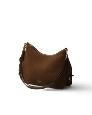 Prada Fold Large Suede Bag - Brown