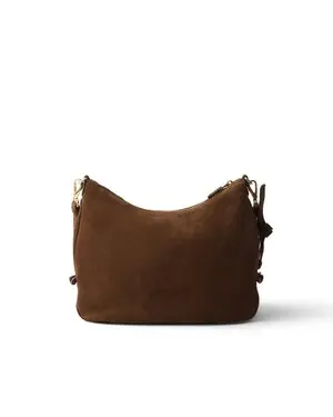 Prada Fold Large Suede Bag - Brown
