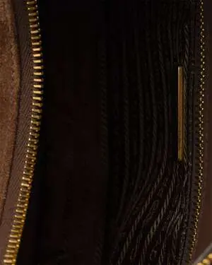 Prada Fold Large Suede Bag - Brown