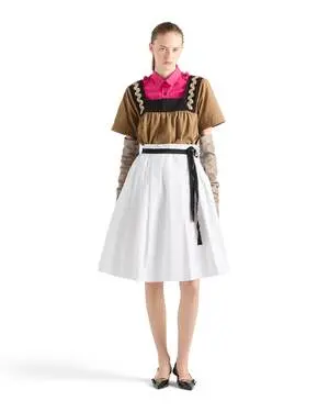 Prada Embroidered Gabardine Top - Brown