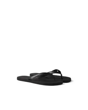 Prada Brushed Leather Flip-flops - Black
