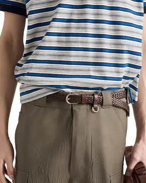 Prada Striped Cotton T-shirt - Neutral