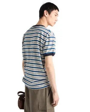 Prada Striped Cotton T-shirt - Neutral