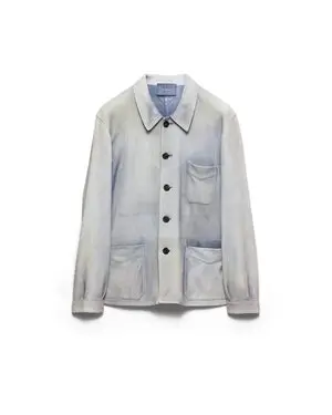 Prada Suede Caban Jacket - Light Blue