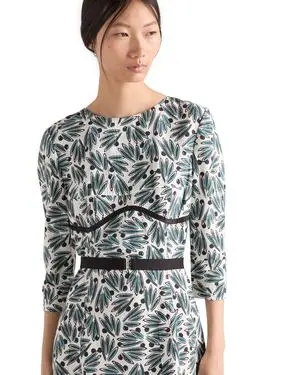 Prada Printed Pongé Sheath Dress - Green