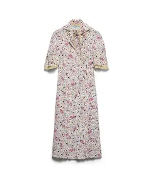 Prada Floral Print Georgette Dress - Purple