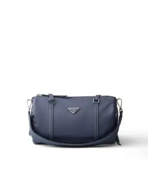 Prada Large Re-nylon And Saffiano Leather Duffel Bag - Blue