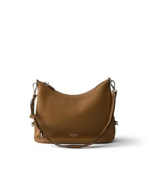 Prada Large Leather Shoulder Bag - Brown