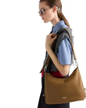 Prada Large Leather Shoulder Bag - Brown