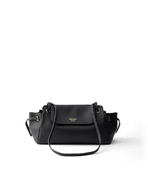 Prada Carry Medium Leather Shoulder Bag - Black